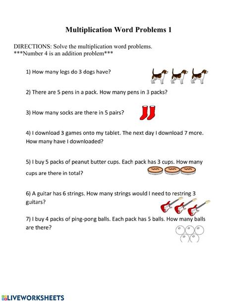 Multiplication Word Problems Worksheets Library