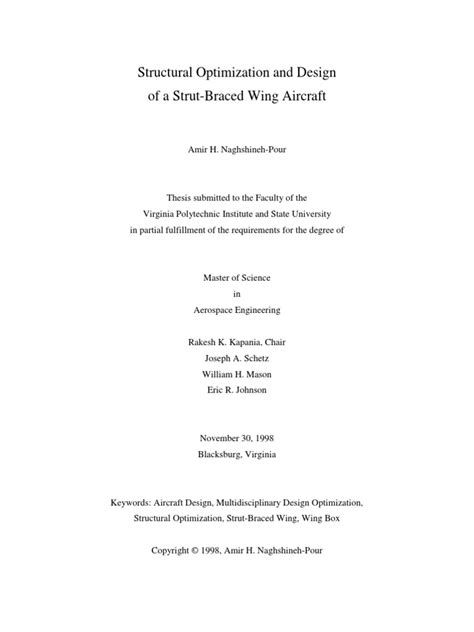 Structure Optimisation Wing Aircraft Pdf Computational Fluid Dynamics Mathematical