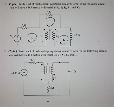 solved 2 7 pts write a set of mesh current equations in