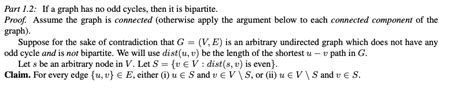 Solved Part 1 2 If A Graph Has No Odd Cycles Then It Is