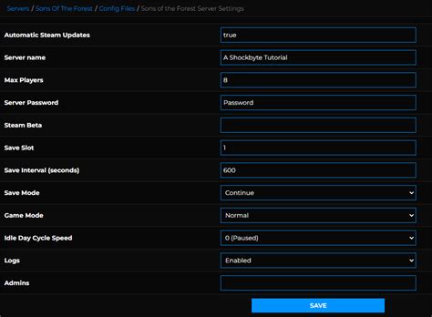 How To Configure Your Sons Of The Forest Server Knowledgebase Shockbyte