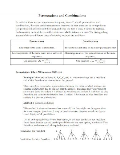 Permutation 12 Examples Format How To Write Pdf