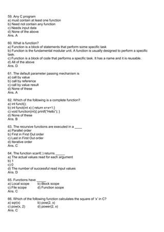 C Language MCQ Programming Theory Questions PDF Programming Languages Computing