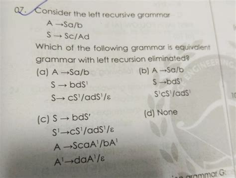 Compiler Design Left Recursion