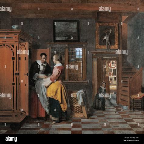 This 1663 Painting By Pieter De Hooch Titled At The Linen Closet