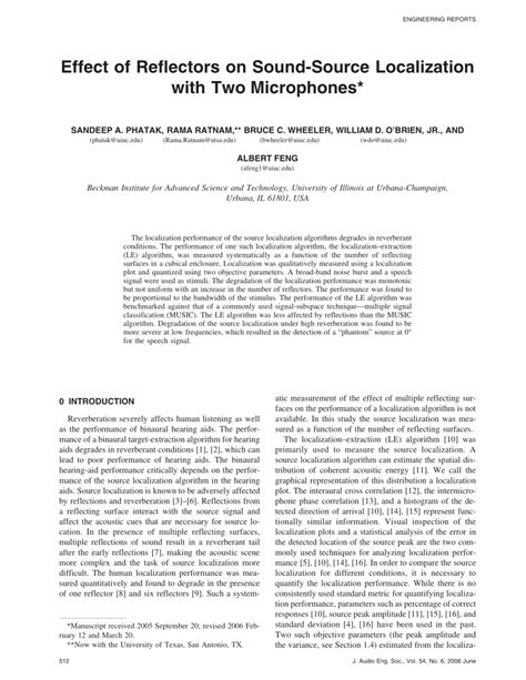Pdf Effect Of Reflectors On Sound Source Localization With Two Microphones