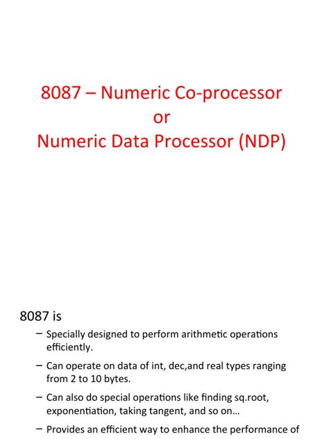 8087 numeric co processor or numeric data processor ndp pdf computer architecture