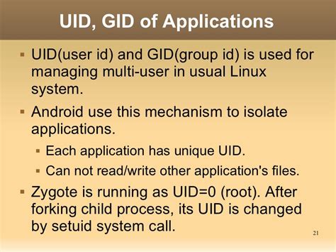 UID GID Of Applications