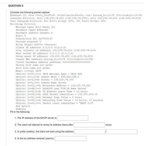 Solved QUESTION 3 Consider The Following Packet Capture Chegg