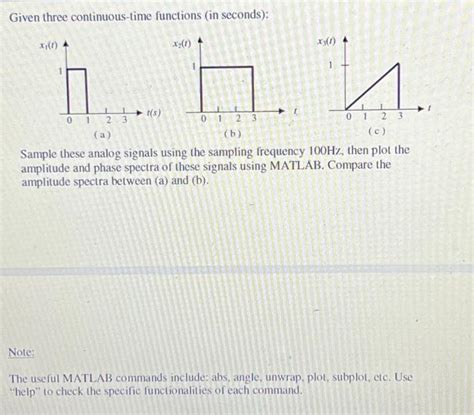 Solved Given Three Continuous Time Functions In Seconds Chegg