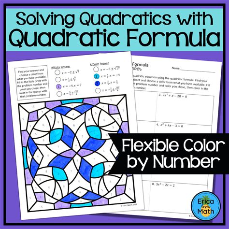 Solving Quadratic Equations With Quadratic Formula Color By Number