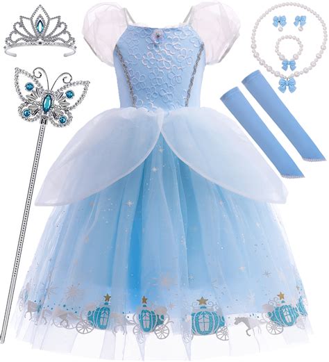Bingberone Princess Cinderella Dress For Girls Butterfly Cosplay Costume With Accessories