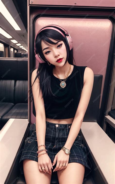 Premium Photo Beautiful Cutie Asian Woman Posing In Transport Train