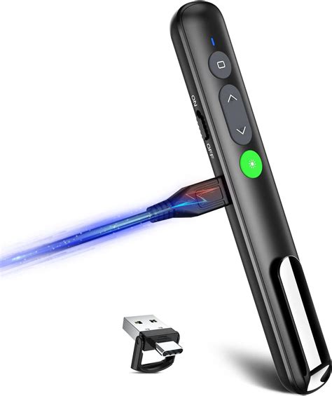 Amazon Com Presentation Clicker PowerPoint Wireless Presenter Remote Rechargeable Green Laser