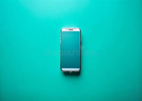 Elevated Perspective Of A Smartphone On A Turquoise Surface Exploring Modern Technology And