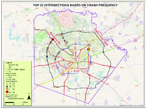 top 52 intersections based on crash frequency download scientific