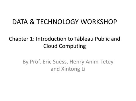 Ppt Data And Technology Workshop Chapter 1 Introduction To Tableau