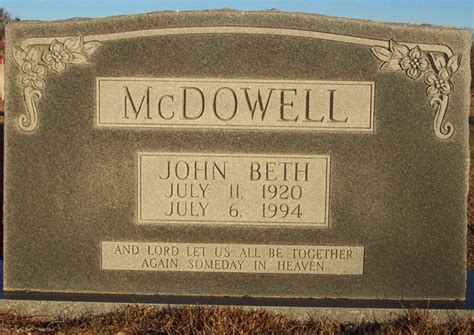 John Beth Mcdowell 1920 1994 Find A Grave Memorial