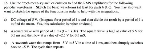 Solved Use The Root Mean Square Calculation To Find The Chegg Com