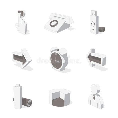 Gray 3d Icon Set 06 Stock Vector Illustration Of Icon 17501462