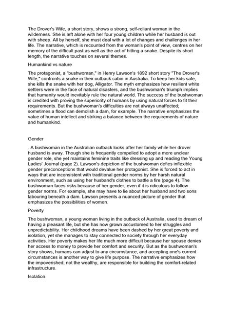 Drovers Wife Two Pdf Poverty Poverty And Homelessness