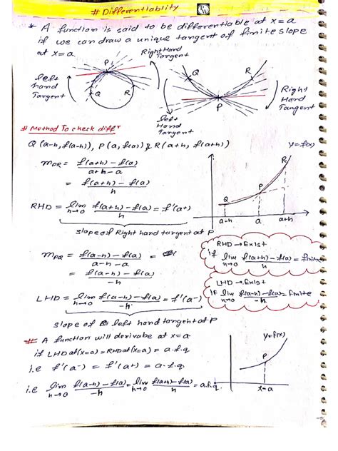 Differentiability Handwritten Notes Lakshya Jee 2024 Pdf
