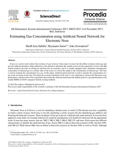 Pdf Estimating Gas Concentration Using Artificial Neural Network For Electronic Nose