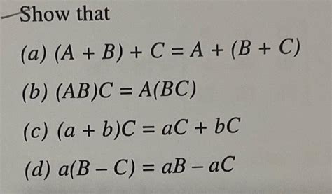 solved show that a a b c a b c b ab c a bc c