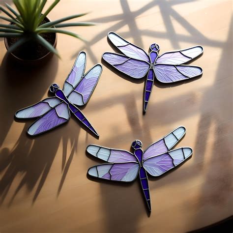 Three Dragonfly Stained Glass Patterns Single Page Pdf And  Format