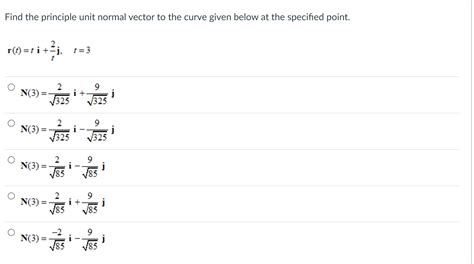Solved Find The Principle Unit Normal Vector To The Curve Chegg