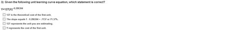 Solved Given The Following Unit Learning Curve Equation