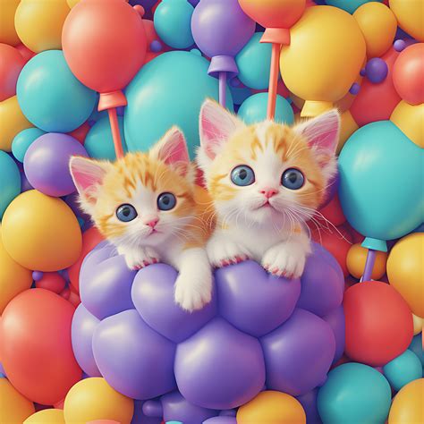 Inflated Balloon Cluster In Vibrant Colors Pbr Texture Seamless Material