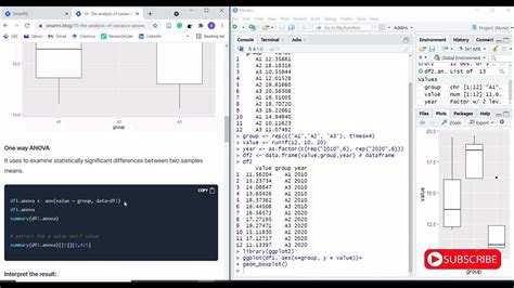 r for researchers 10 anova in r programming tutorial youtube