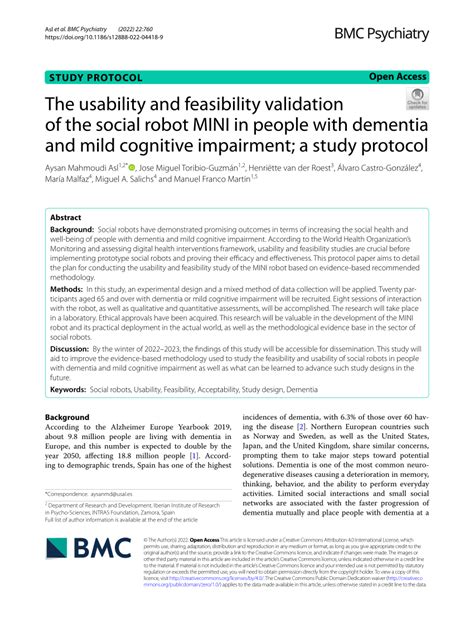 pdf the usability and feasibility validation of the social robot mini