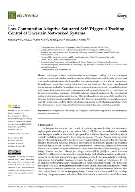 Pdf Low Computation Adaptive Saturated Self Triggered Tracking