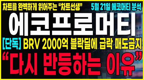 에코프로머티리얼즈 긴급공시 Brv 2000억 블락딜급락 하지만 다시 급등 할 수 밖에 없는 이유 세력들은 다 계획이 있습니다 에코프로비엠전구체클로즈드루프에코