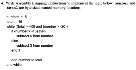 solved 4 write assembly language instructions to implement