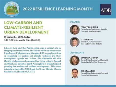 Low Carbon And Climate Resilient Urban Development Adb Knowledge Events