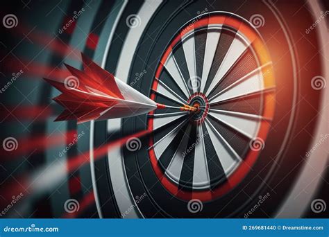 Dart Board And Arrow In Middle Business And Success Concept Achievement And Target Theme