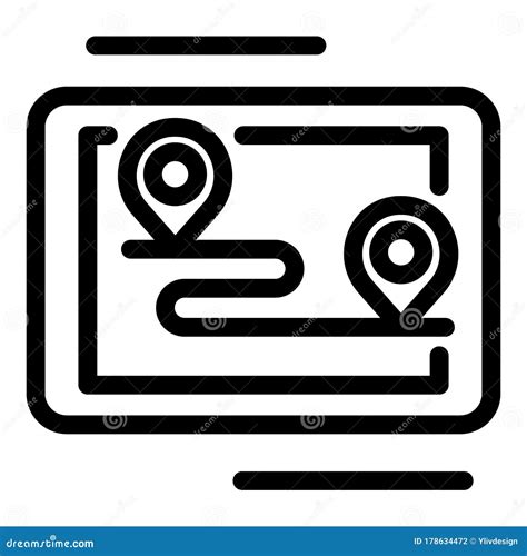 GPS Route On Tablet Icon Outline Style Stock Vector Illustration Of Arrow Pointer 178634472