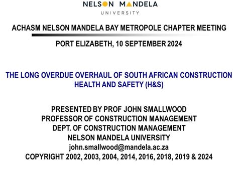 The Long Overdue Overhaul Of South African Construction Health And Safety Hands Presentation