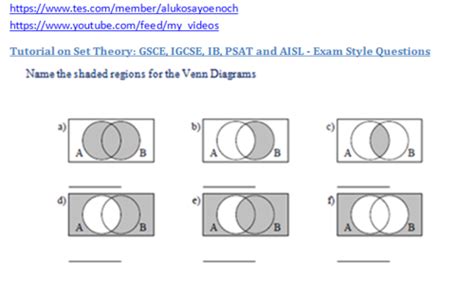 Set Theory Gsce Igcse Ib Psat And Aisl Exam Style Questions