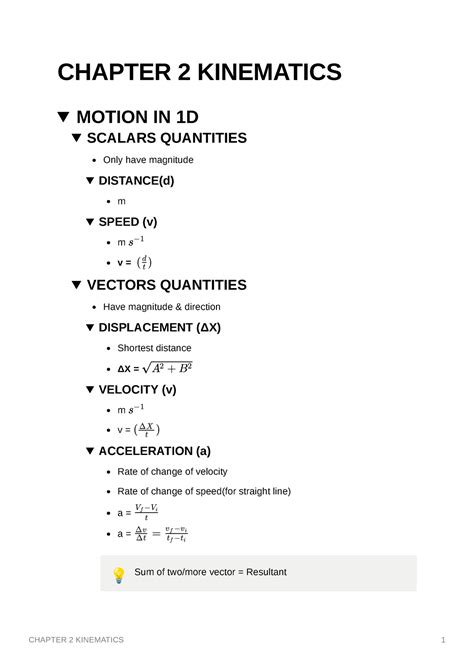 Chapter 2 Kinematics Chapter 2 Kinematics Motion In 1d Scalars