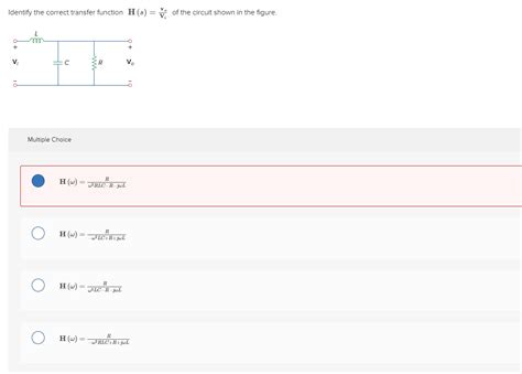 Solved Identify The Correct Transfer Function H S Vivo Of Chegg Com