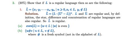 solved 2 20 show that if l is a regular language then