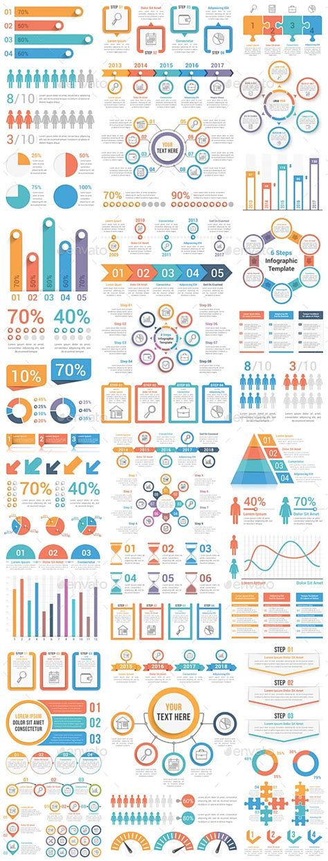 信息图表元素包——信息图infographic Elements Bundle Infographics 箭头 横幅 横幅 图表 圆 周期