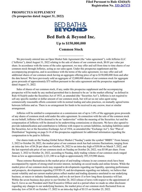 Sec Form Pertaining To New Shares Bedbathandbeyondgcs