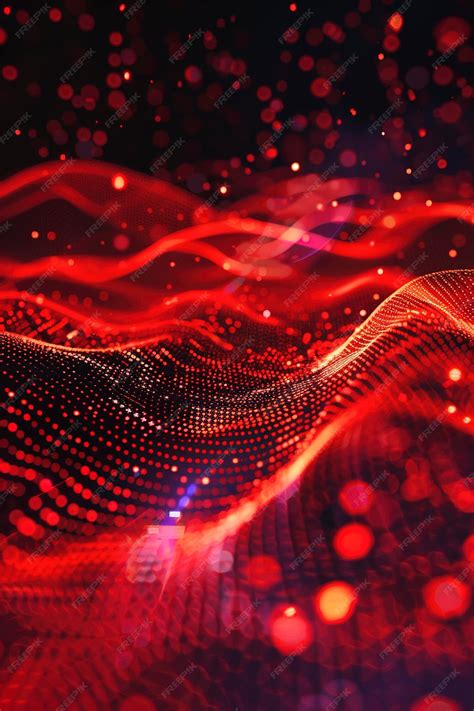Premium Photo Abstract Red Tech Background With Digital Waves