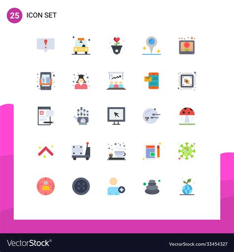 Mobile Interface Flat Color Set 25 Pictograms Vector Image