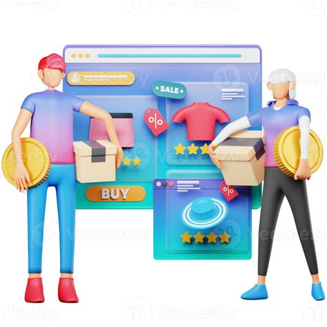 3d Character Online Store Website Sale Illustration 14634997 PNG